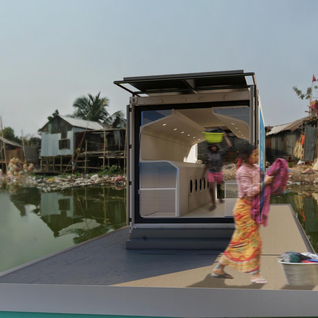 Floating service blocks: improving quality of life in slums near water ...